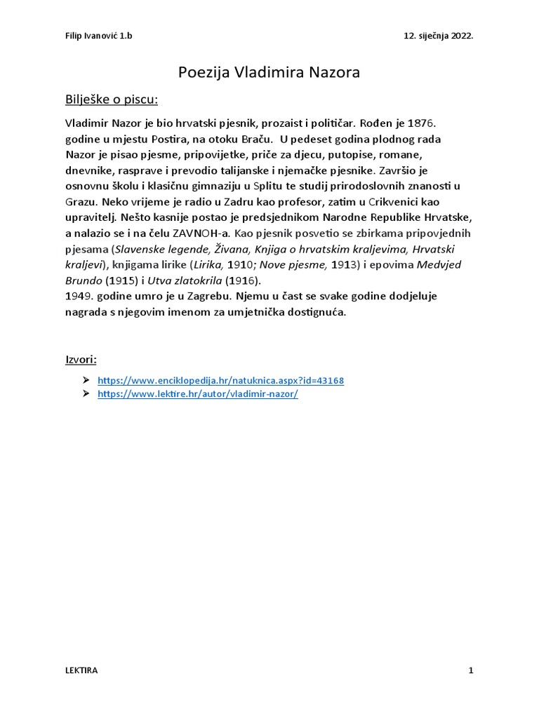 Poezija Vladimira Nazora | PDF