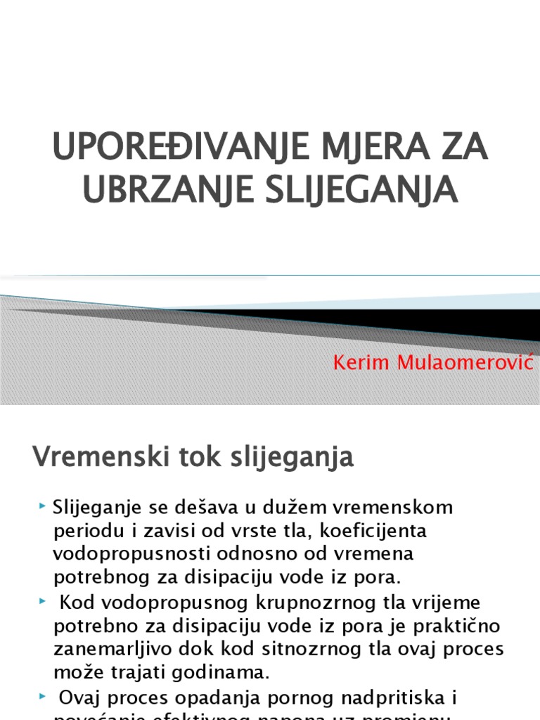 Upoređivanje Mjera Za Ubrzanje Slijeganja | PDF