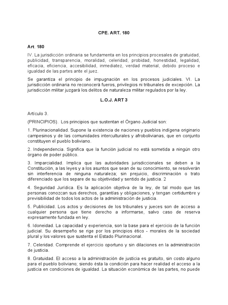 CPE. ART. 180 Art. 180 | PDF | Jurisdicción | Justicia
