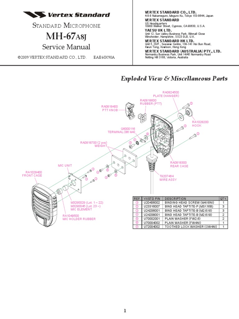MOBILE SPEAKER MIC - MH-67A8J - PTT - VERTEX - MOTOROLA (MH-67A8J) MH ...