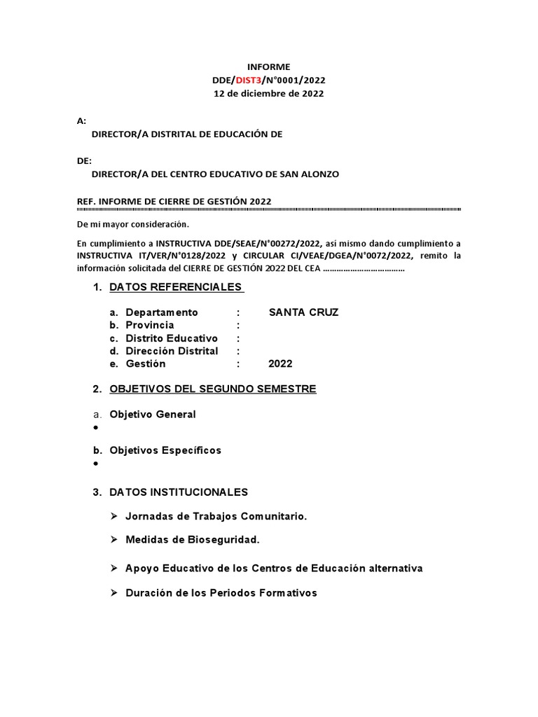 Modelo de Informe de Fin de Gestión | PDF