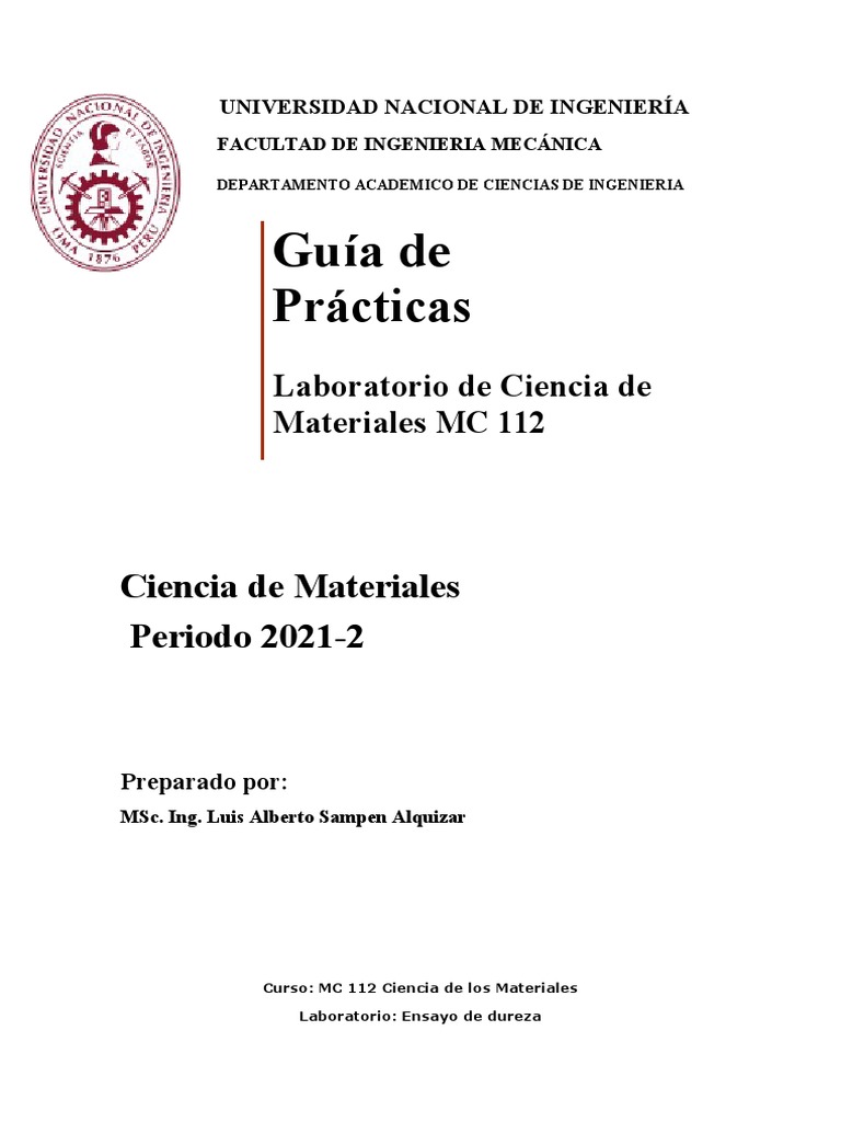 Guia de Laboratorio MC112 | PDF | Dureza | Ultrasonido