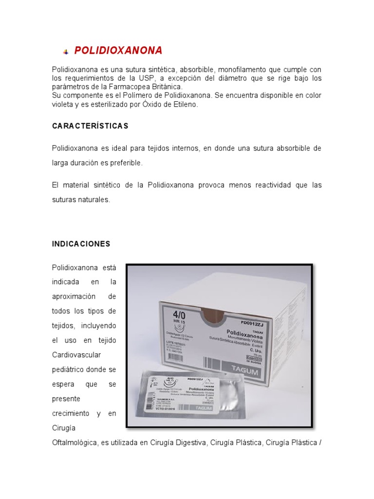 POLIDIOXANONA y DRENAJE DE SARATOGA | PDF | Cirugía | Especialidades Medicas