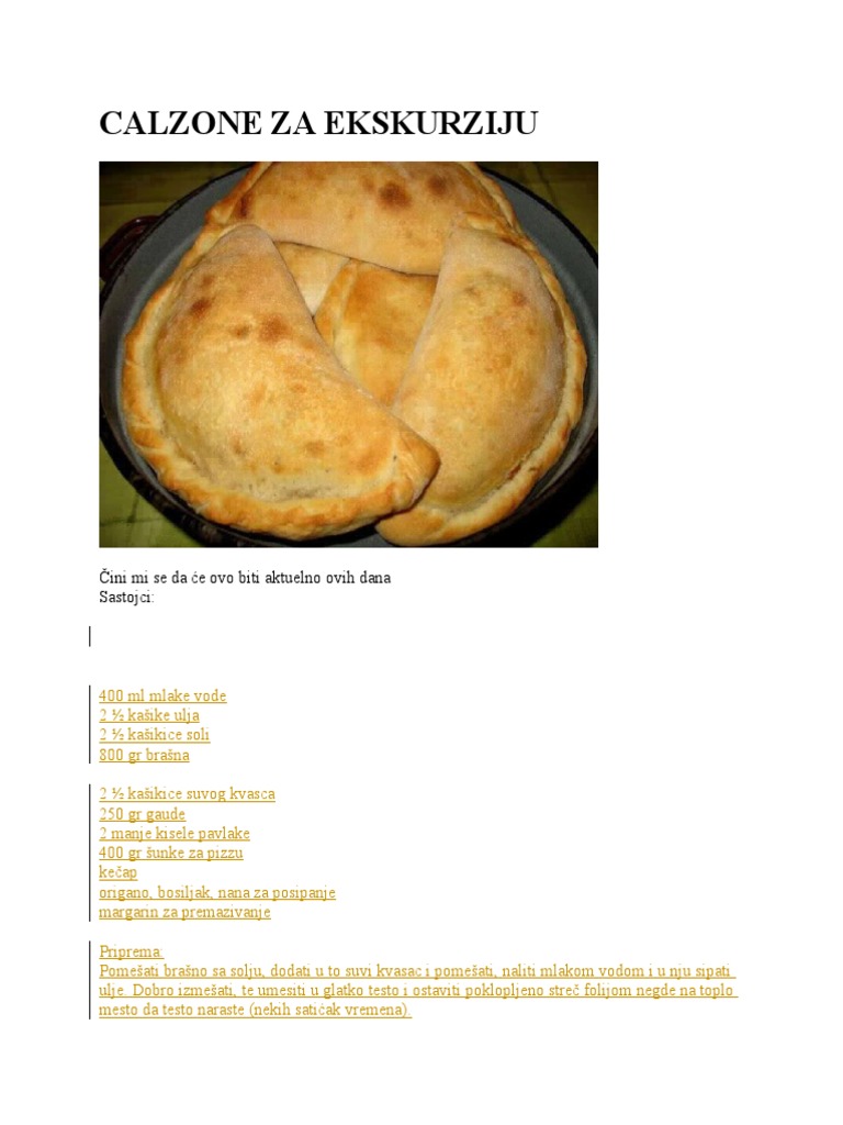 Calzone Za Ekskurziju | PDF
