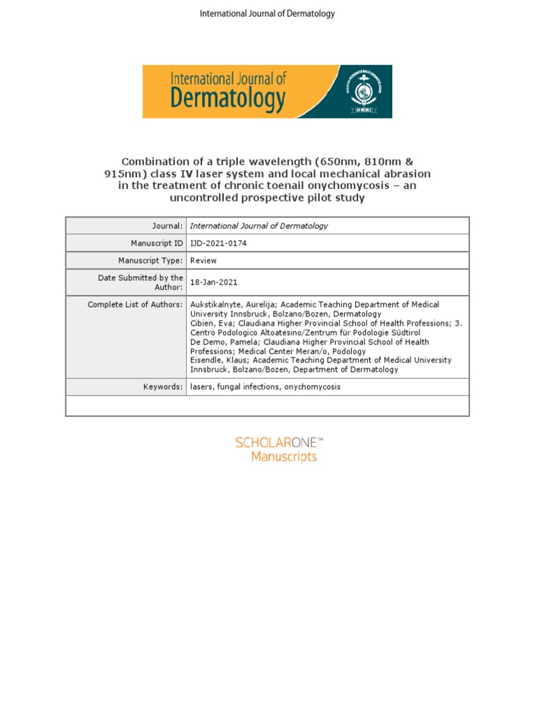 Onicomicosis y Laser 2020. 3 Long de Onda. | PDF | Clinical Medicine | Medical Specialties