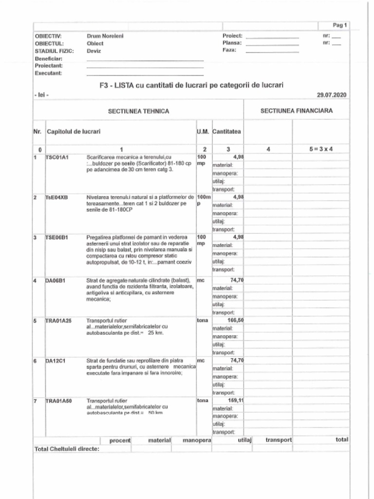 Liste Cantitati | PDF