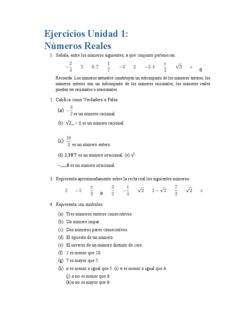 Esjercicios Nros Reales | PDF | Entero | Número racional