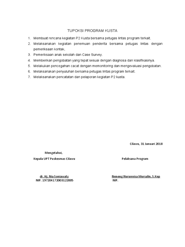 Tupoksi Program Kusta | PDF