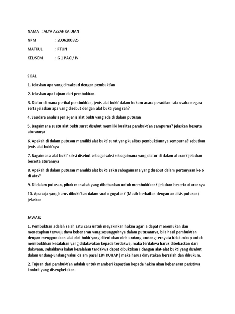 Pembuktian dalam Hukum Peradilan Tata Usaha | PDF | Politik | Ilmu Sosial