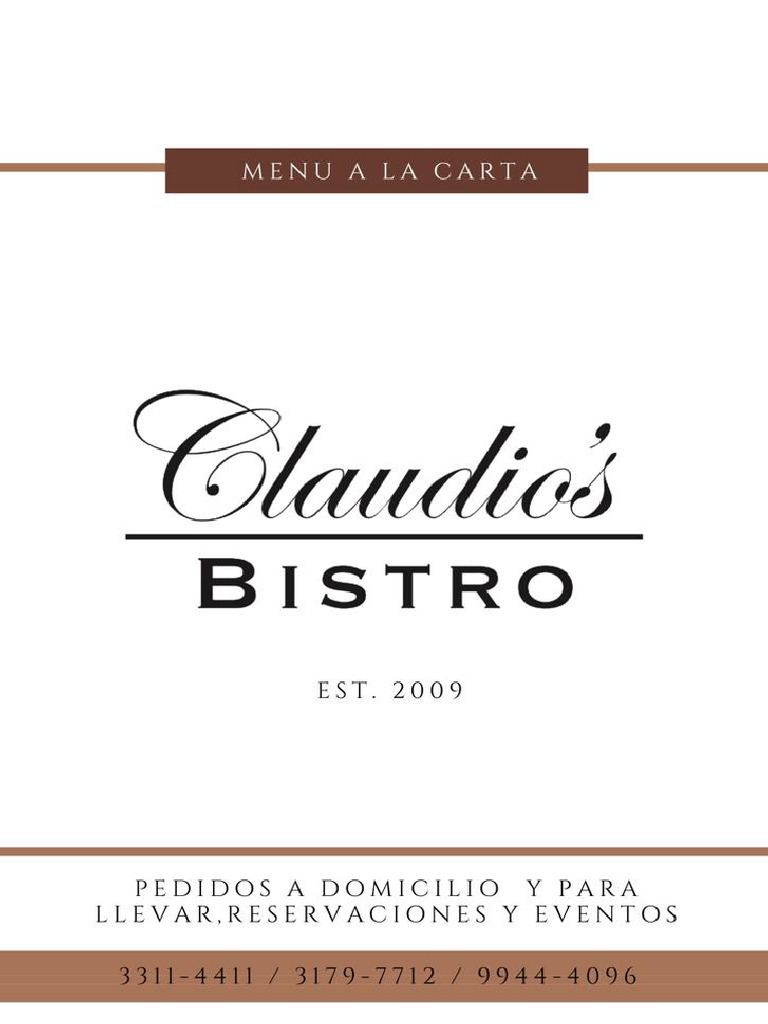 Menú Claudio S Bistro | PDF