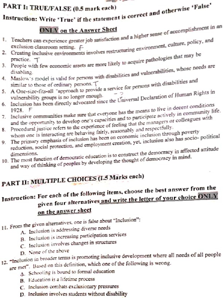 @aconcise Inclusiveness Final Exam AASTU 2013 EC | PDF