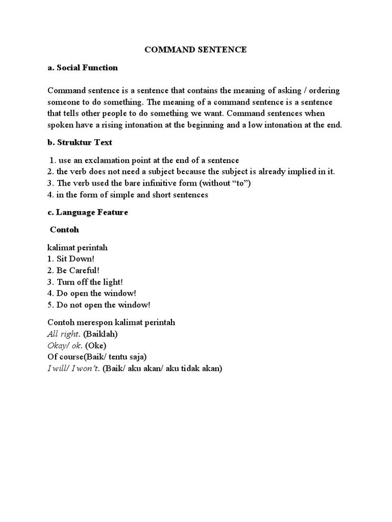 Command Sentence | PDF