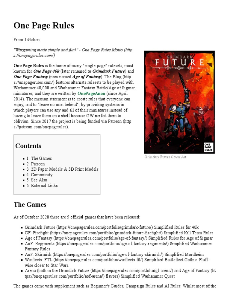 One Page Rules - 1d4chan | Download Free PDF | Entertainment | Tabletop ...