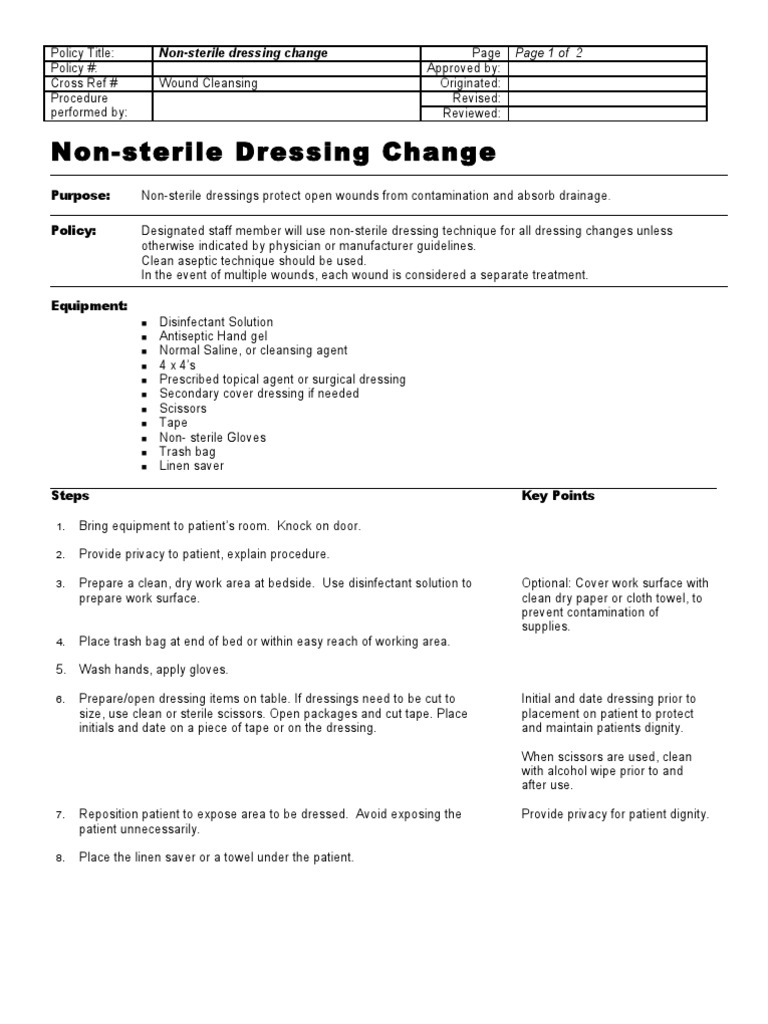 Non Sterile Dressing Change | PDF | Wound | Hand Washing
