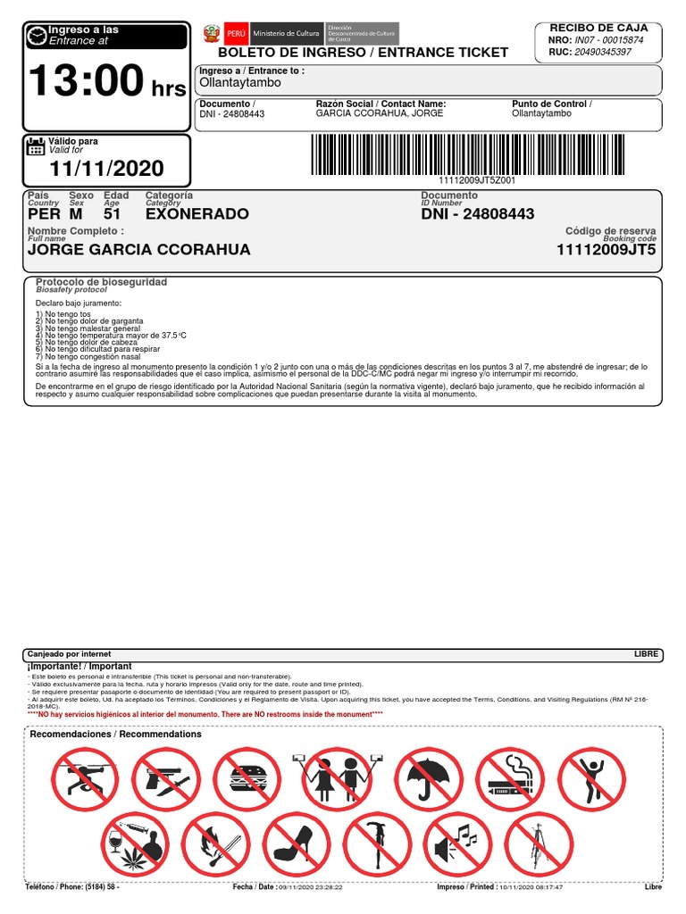 Formato de Ticket de Estacionamiento | PDF | Documento | Costa Rica