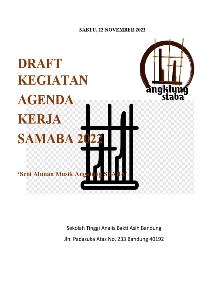 Agenda Kerja UKM Angklung STABA 2022 | PDF