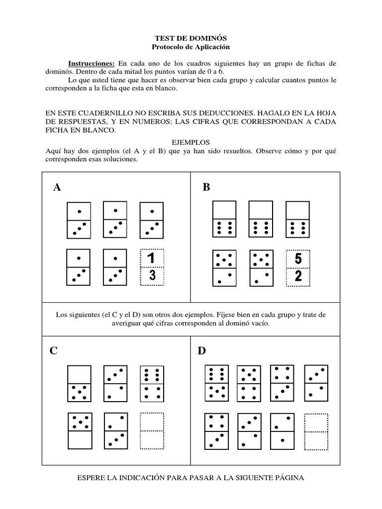 Test de Dominós: Protocolo y Ejemplos | PDF