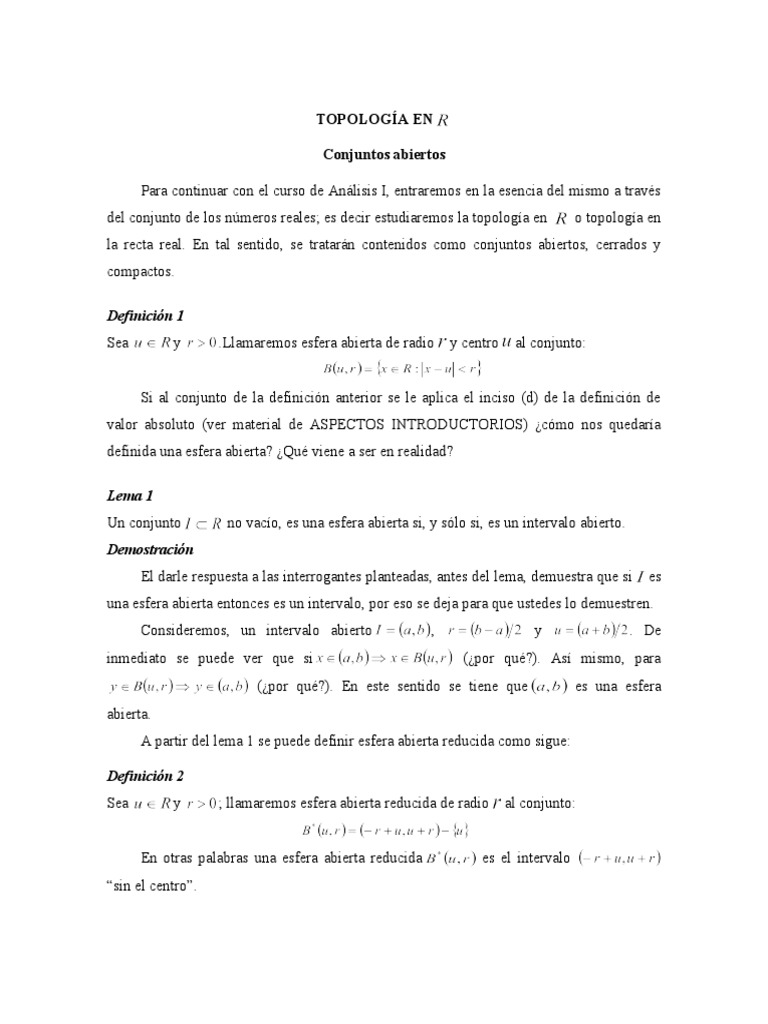 Topología en La Recta Real | PDF | Intervalo (Matemáticas) | Topología