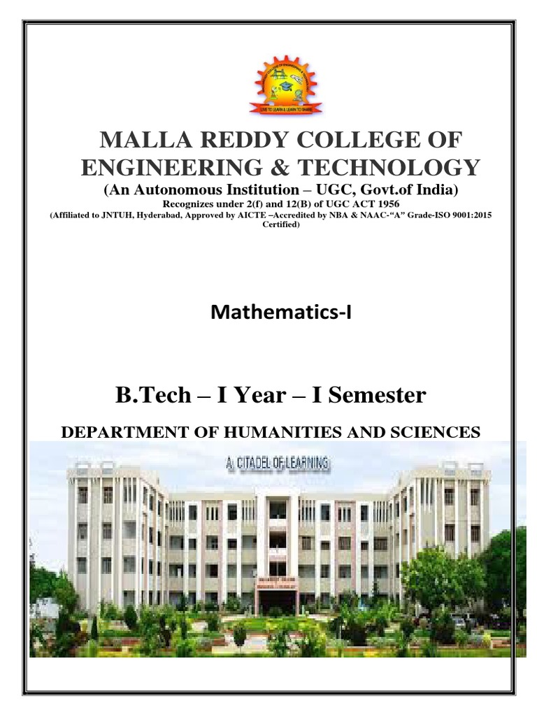 Mathematics I Syllabus for B.Tech Students | PDF | Matrix (Mathematics ...