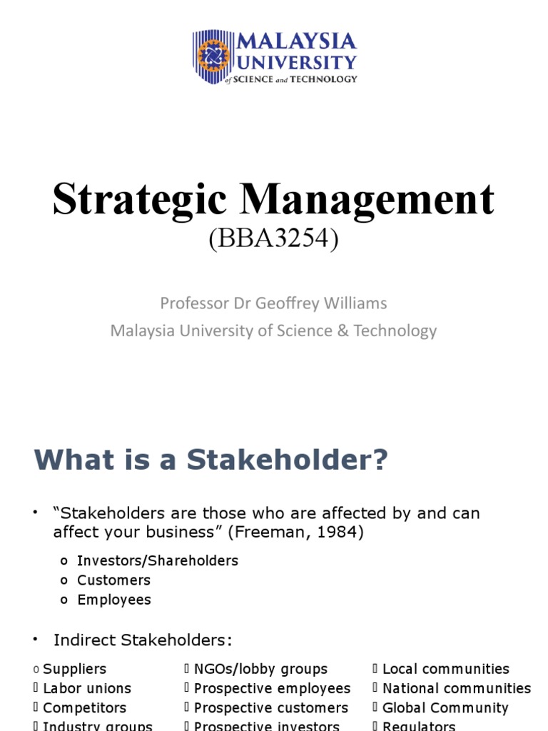 Strategic Stakeholder Management: Identifying Stakeholders ...