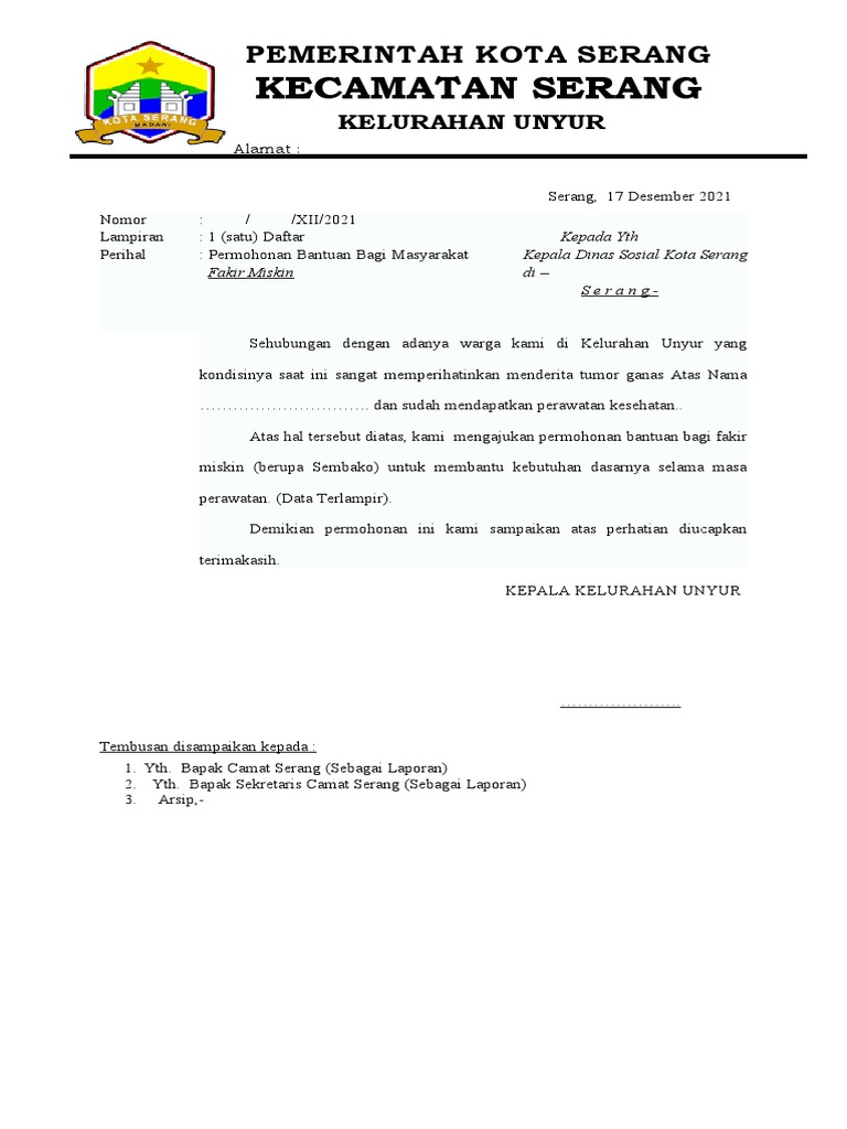 Contoh Permohonan Sembako | PDF