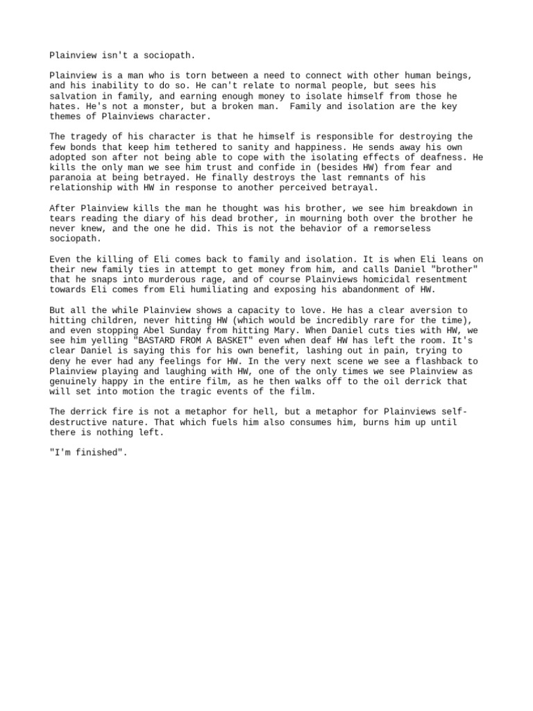 There Will Be Blood Analysis | PDF