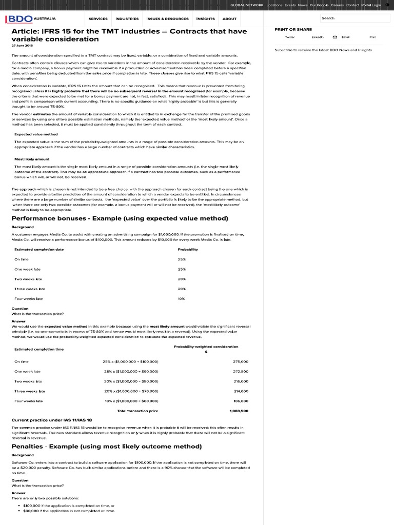 Article IFRS 15 For The TMT Industries - Contracts That Have Variable ...
