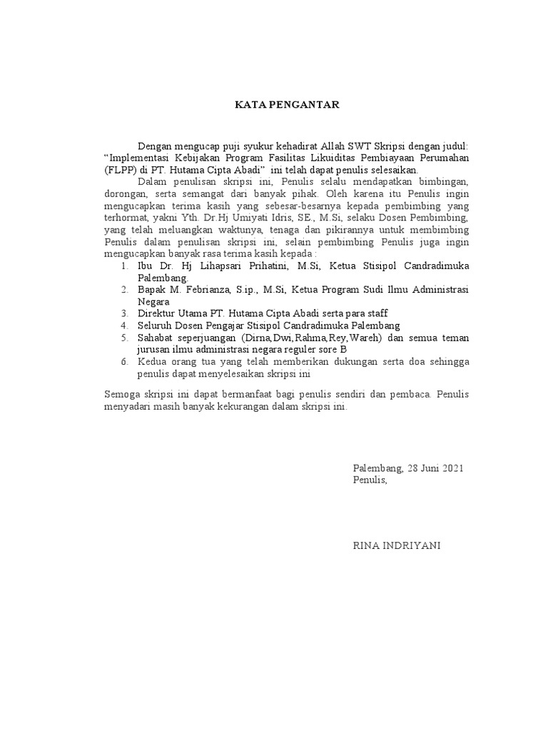 Kata Pengantar Skripsi | PDF | Karier & Perkembangan