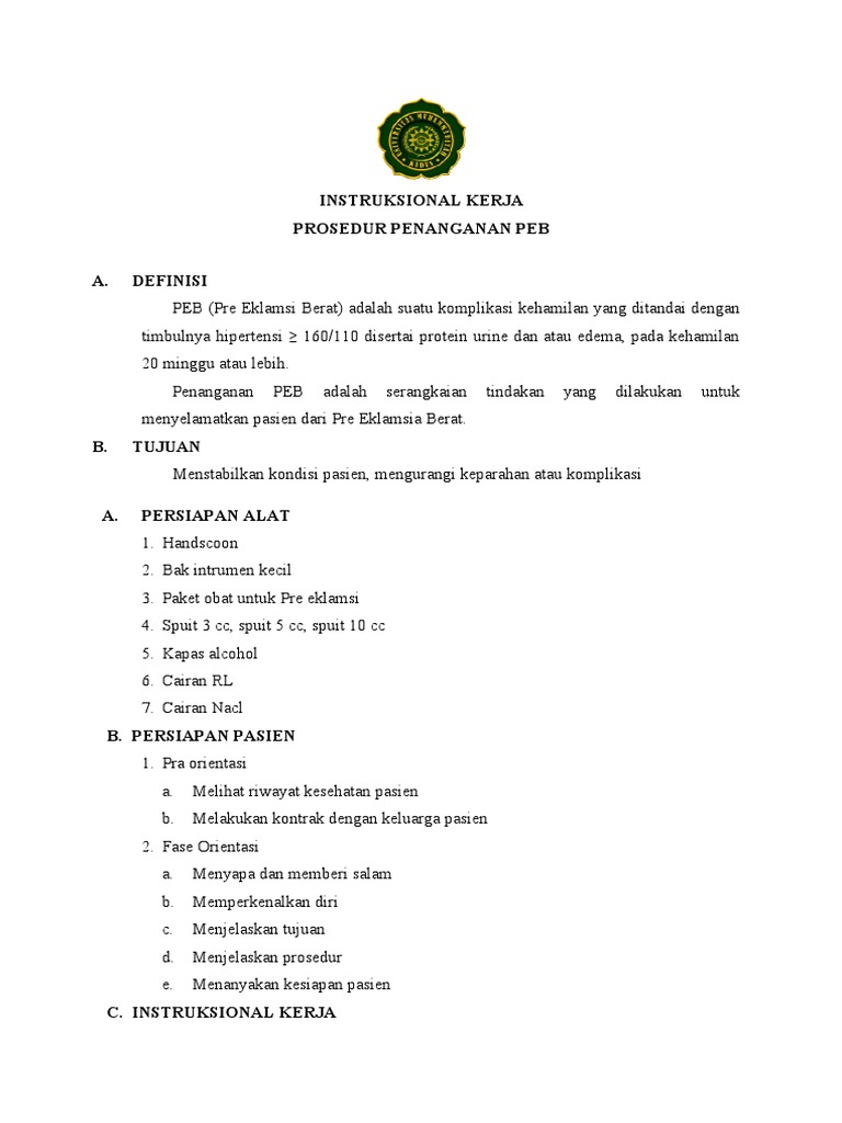 Sop Penanganan Peb | PDF