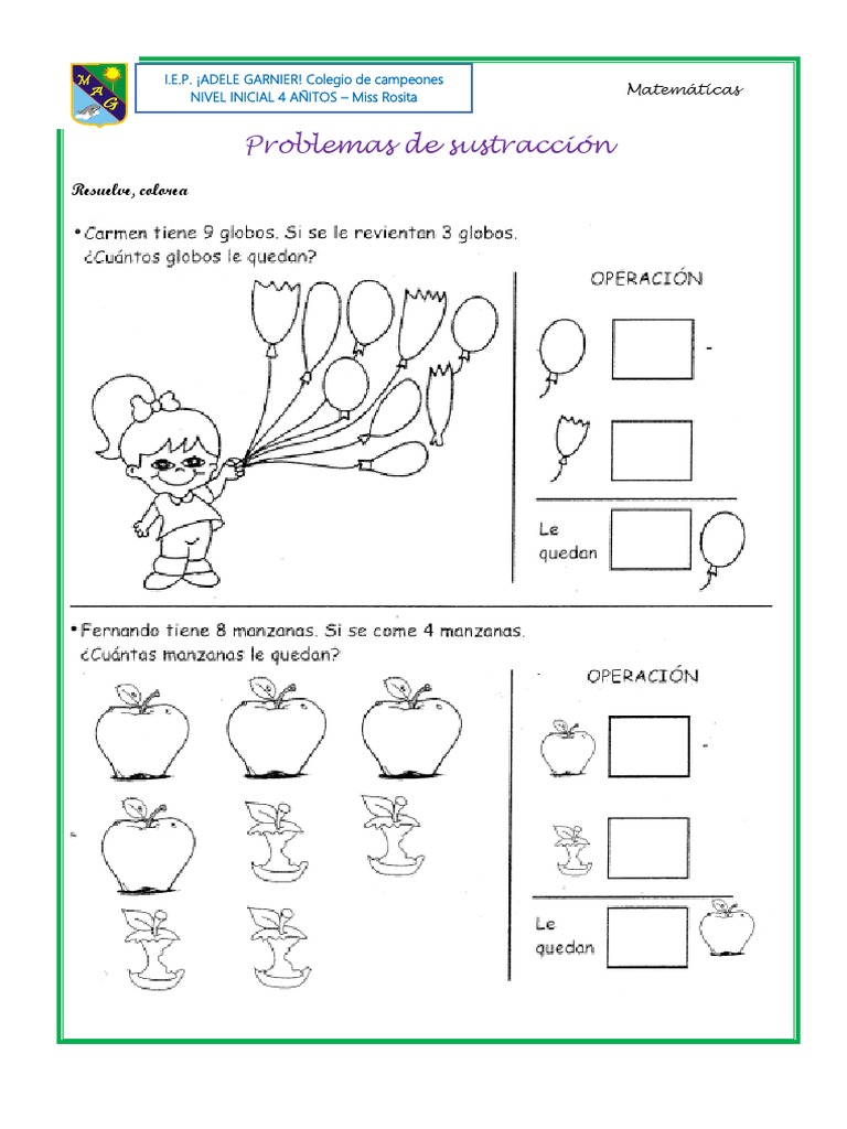 Problemas de Suma y Resta para Niños | PDF