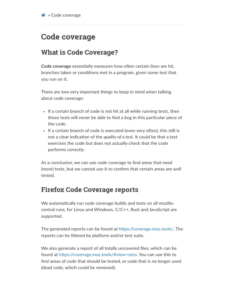 Code Coverage Firefox Source Docs Documentation Pdf Source Code Json