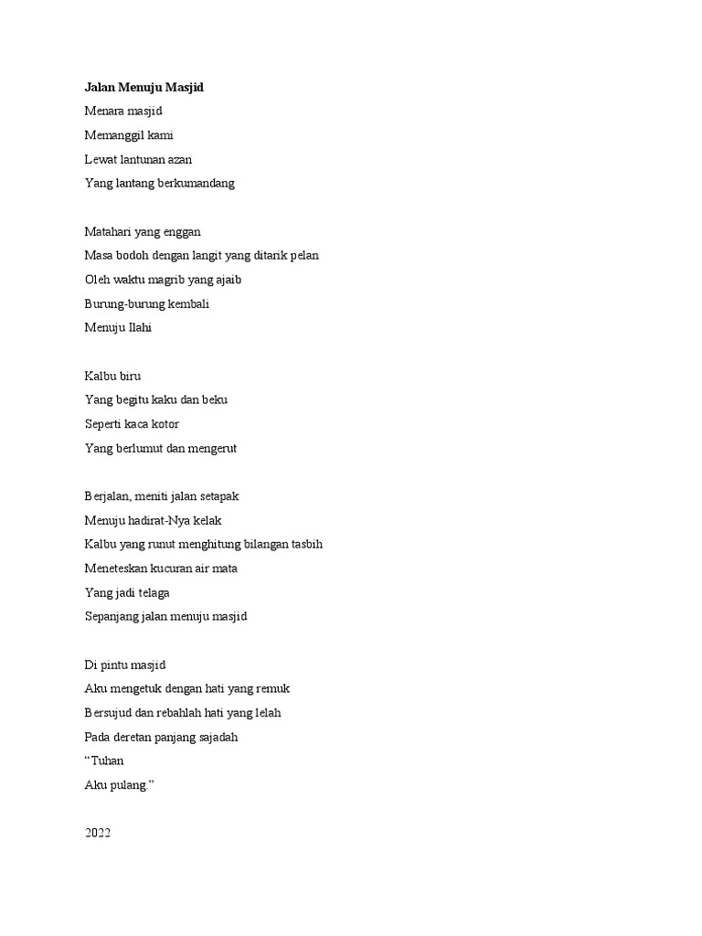 Jalan Menuju Masjid - Puisi | PDF