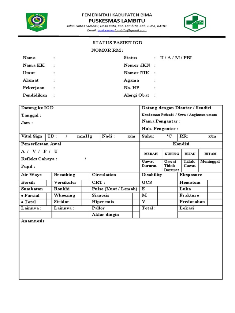 Status Pasien IGD dan Pemeriksaan Awal | PDF