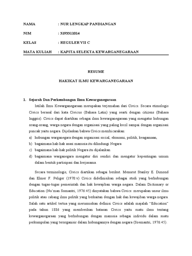 Resume - Nur Lengkap Pandiangan - 3193311014 | PDF | Politik