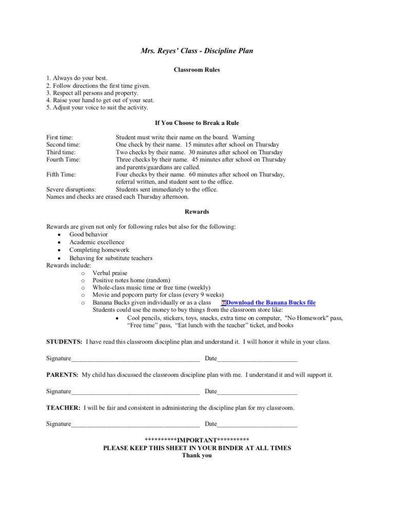 Discipline Plan | PDF | Wellness