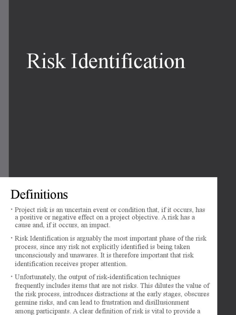 Risk Identification | Download Free PDF | Risk | Reliability Engineering