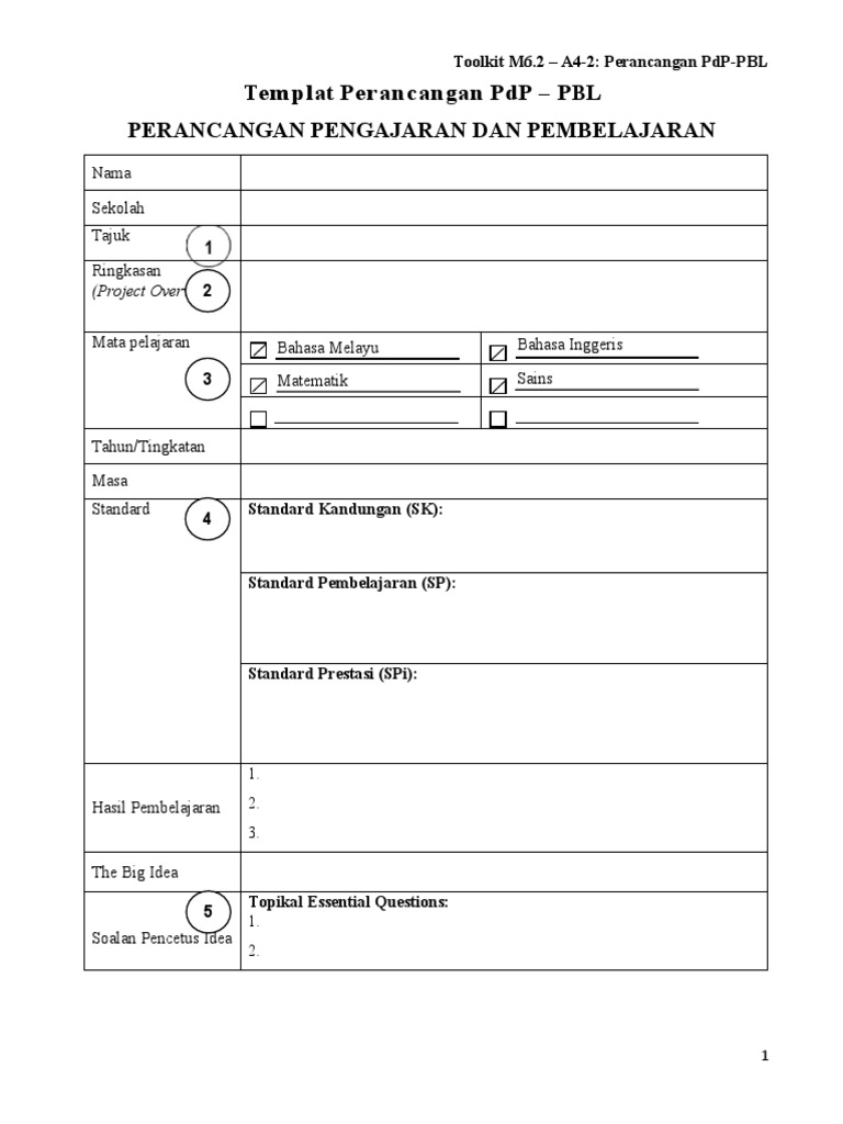 Templat Perancangan PDP - Toolkit 6.2 | PDF