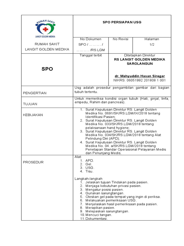 Spo Persiapan Usg | PDF