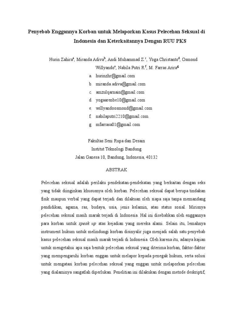 Penyebab Enggannya Korban Untuk Melaporkan Kasus Pelecehan Seksual Di Indonesia Dan ...