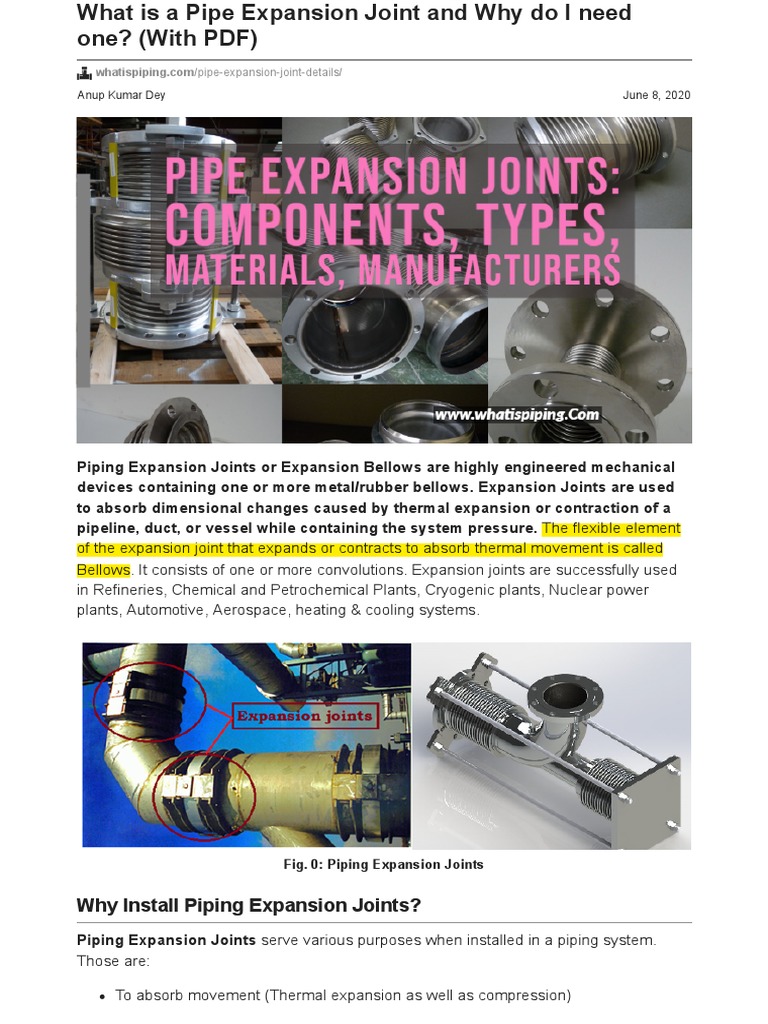 What Is A Pipe Expansion Joint and Why Do I Need One - (With PDF | PDF ...
