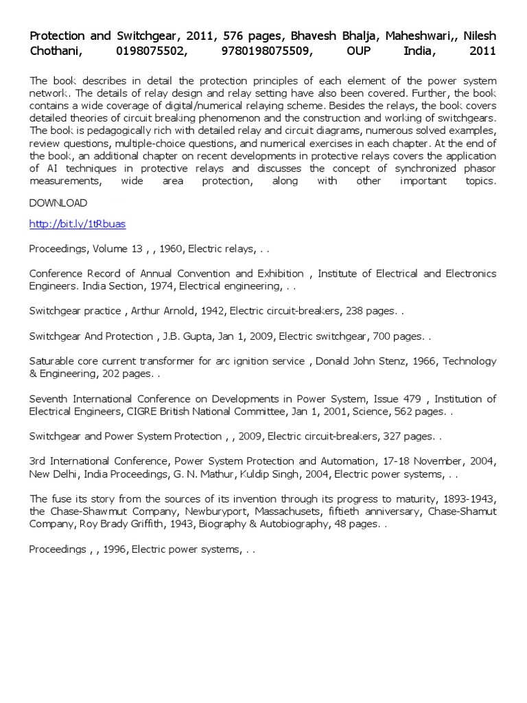 Protection and Switchgear 2011 576 Pages Bhavesh and Switchgear 2011 ...
