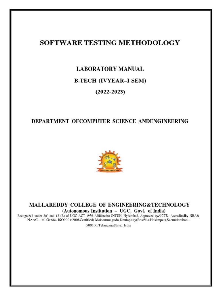 Software Testing Methodologies Lab Pdf Engineering Matrix Mathematics 