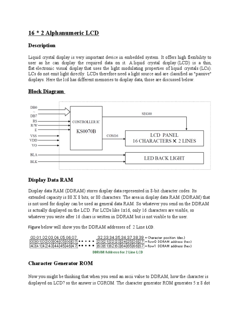 16 by 2 LCD | PDF | Liquid Crystal Display | Computer Engineering