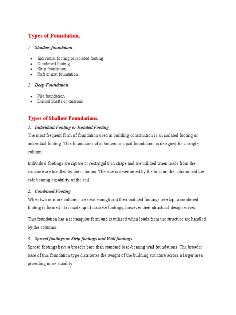 Types of Foundation | PDF | Foundation (Engineering) | Deep Foundation