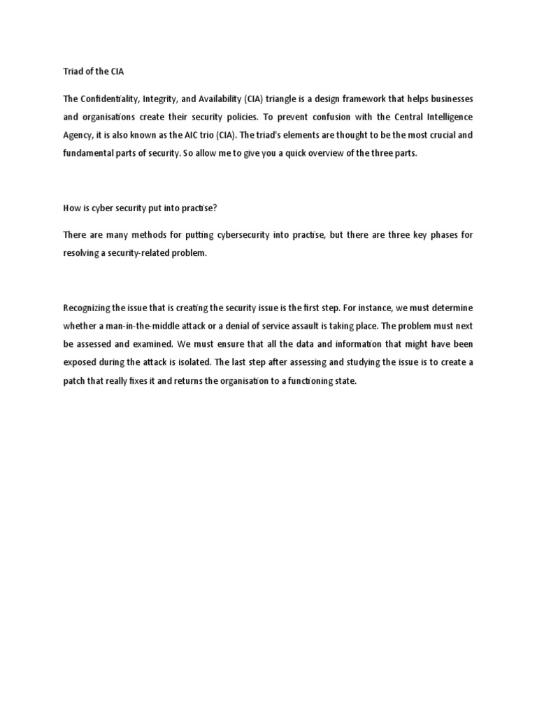 Triad of The CIA | PDF