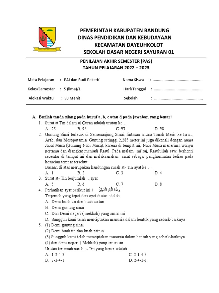 Psas KLS 5 Ganjil 2022 | PDF