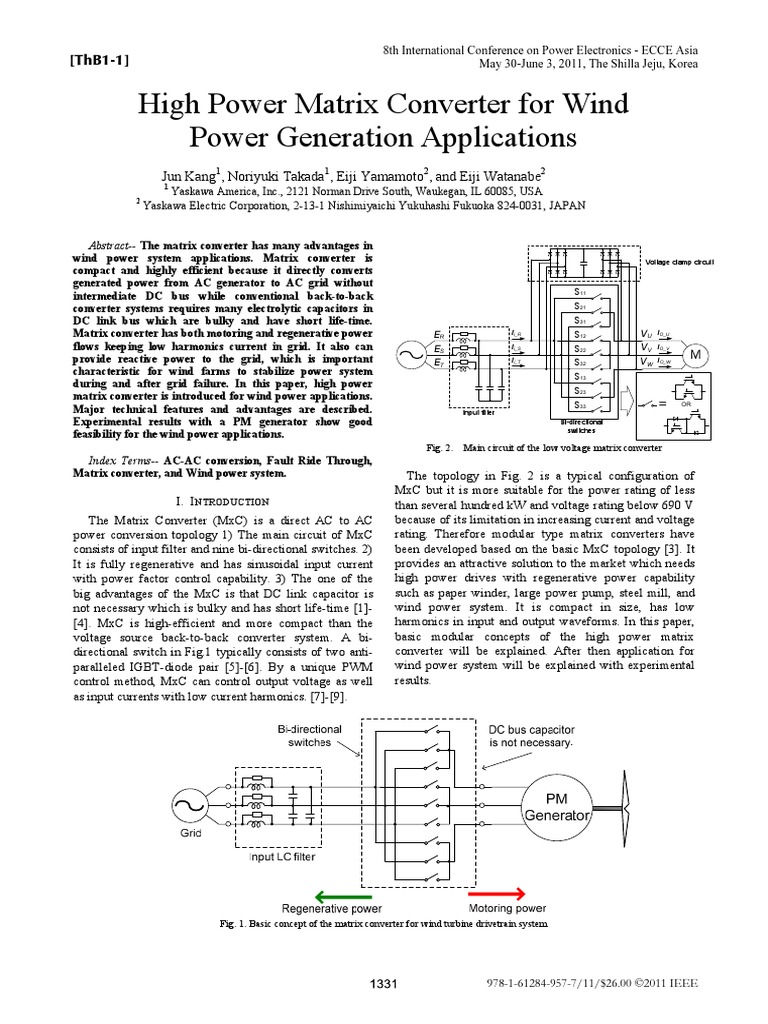 High Power Matrix Converter For Wind Power Generation Applications ...