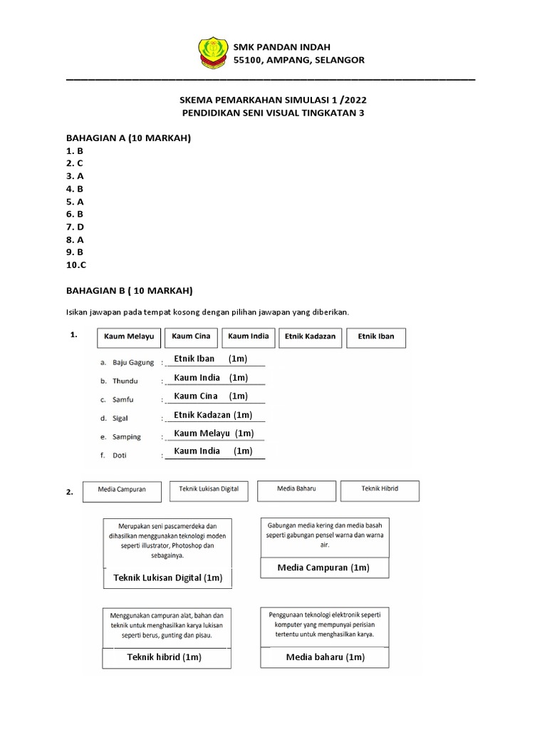 Skema Pemarkahan Simulasi 1 PSV | PDF