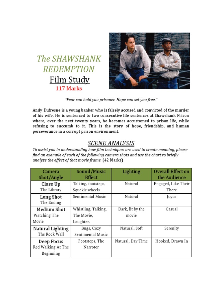 The SHAWSHANK REDEMPTION Study Guide | PDF