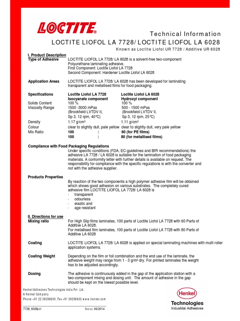 Technical Information Loctite Liofol La 7728/ Loctite Liofol La 6028 ...